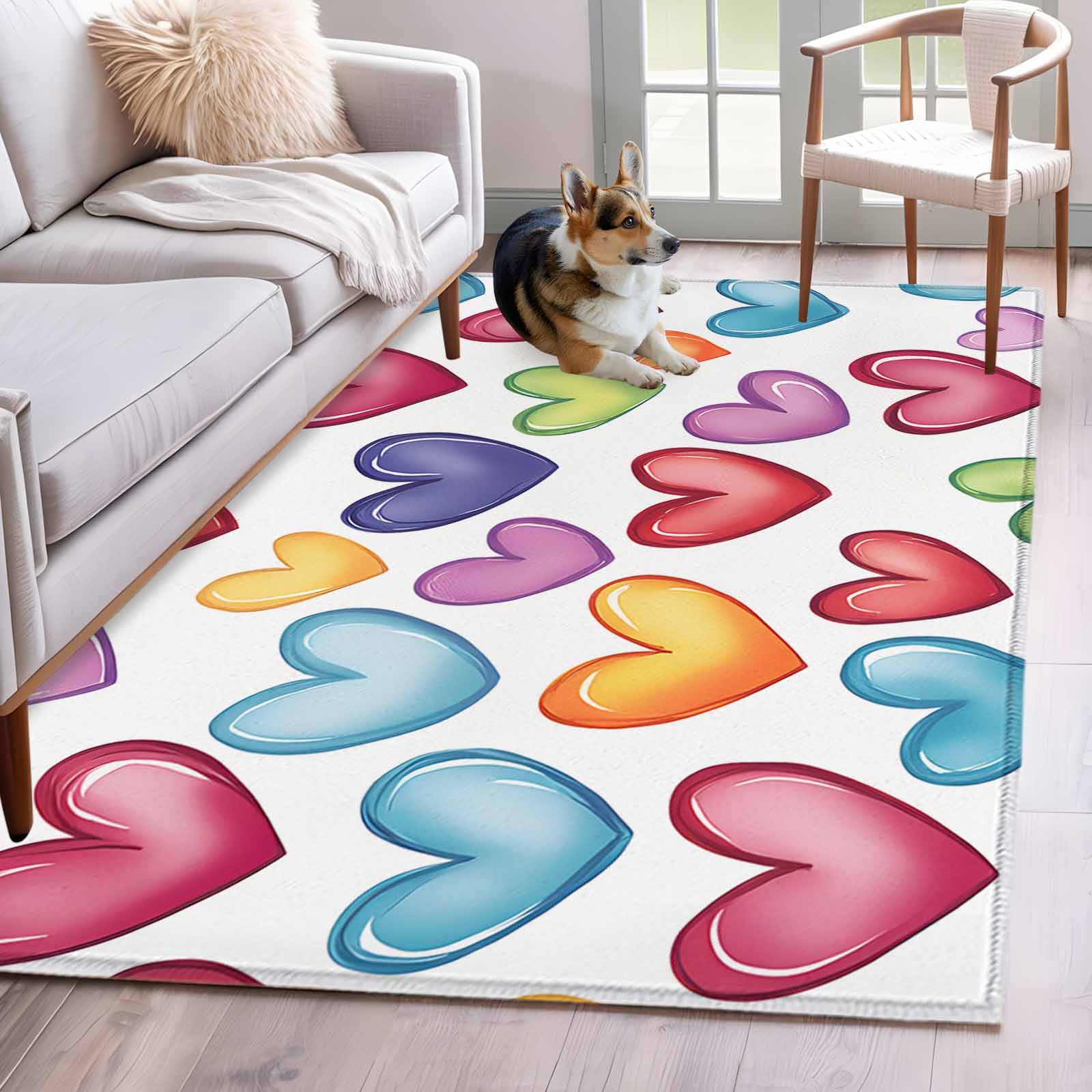 Hallway Runner Rugs 2.7x5 Ft, Colorful Love Heart Non Slip Area Rugs ...