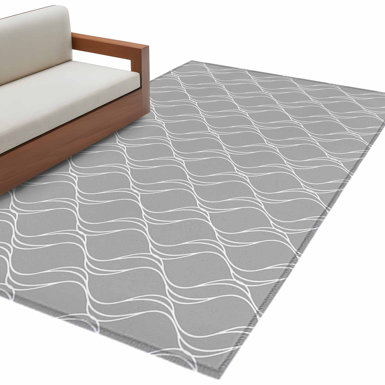 Hallway Runner Rugs 2.7x5 Ft, Grey White Stripes Non Slip Area Rugs for ...