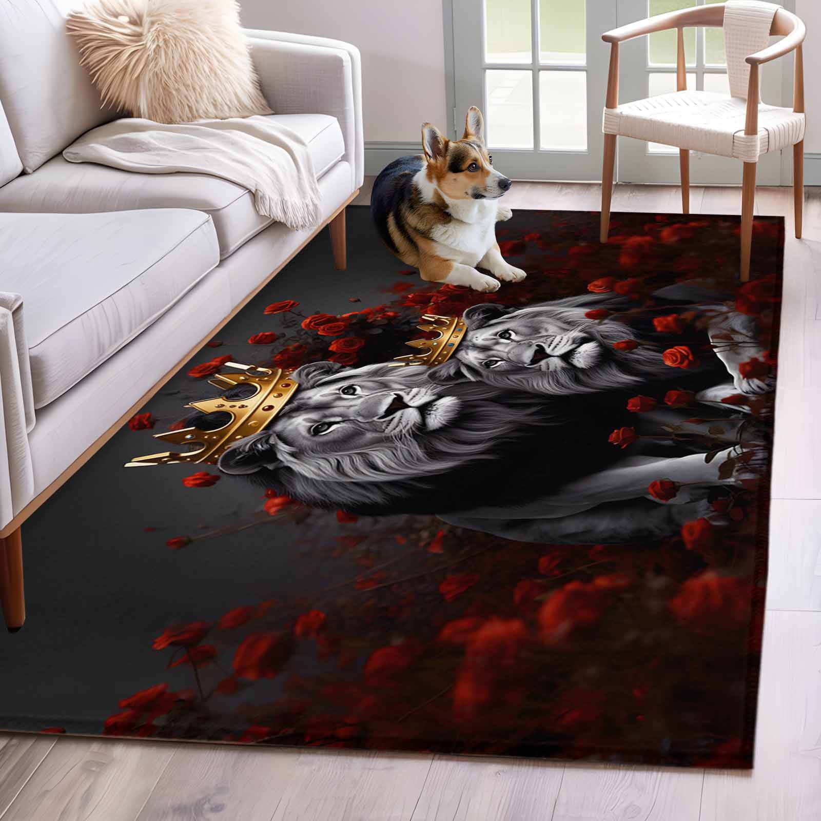 Hallway Runner Rugs 2.7x5 Ft, Lions Couples Non Slip Area Rugs for ...