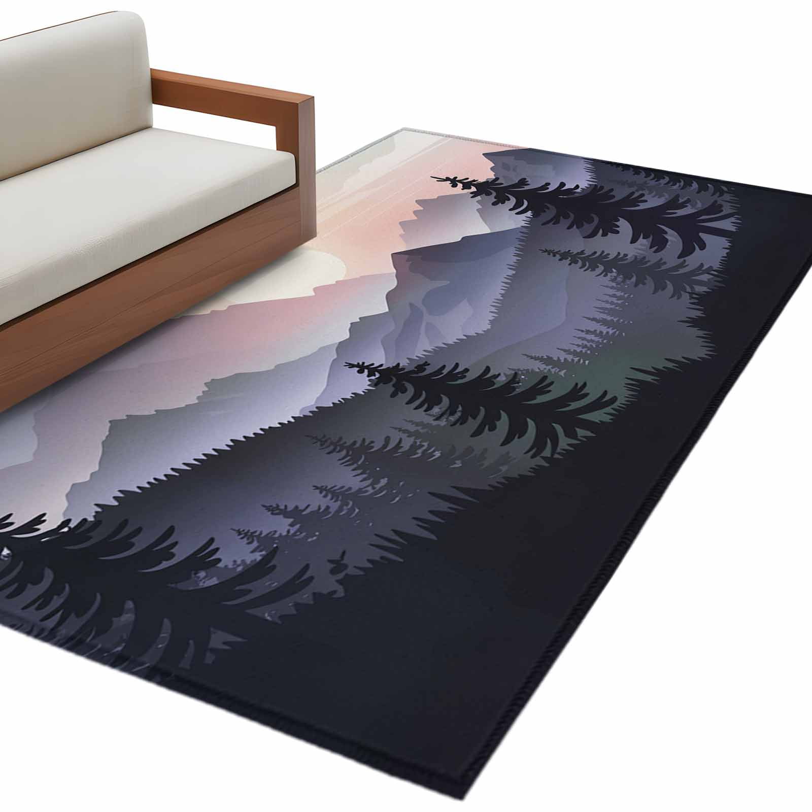 Hallway Runner Rugs 2.7x5 Ft, Mountain Forest Non Slip Area Rugs for ...