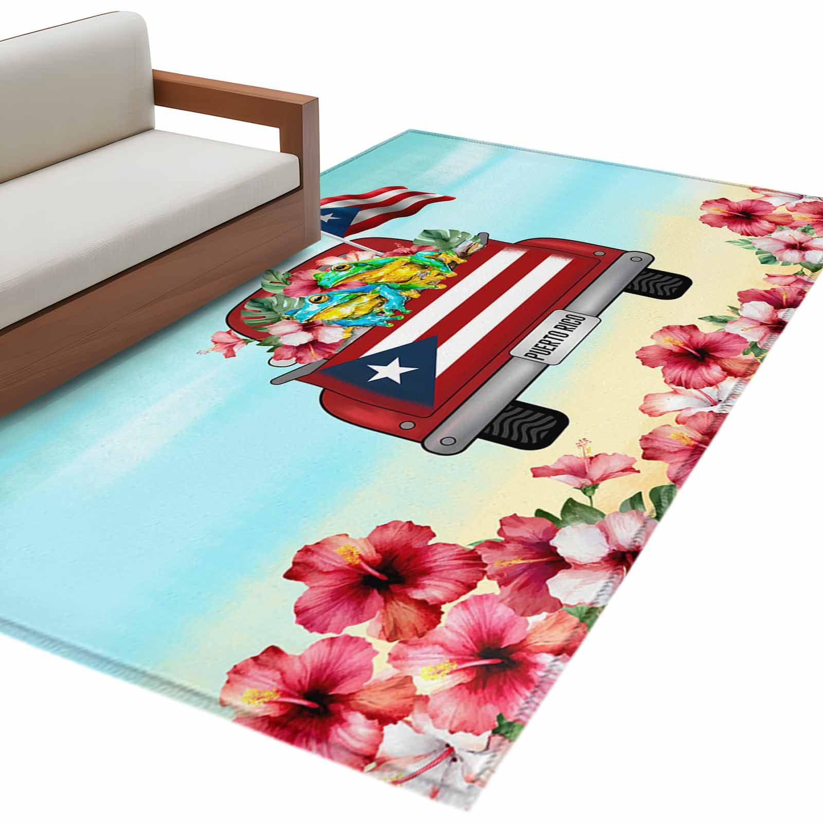 Hallway Runner Rugs 2.7x5 Ft, Puerto Rican Flag Non Slip Area Rugs for ...