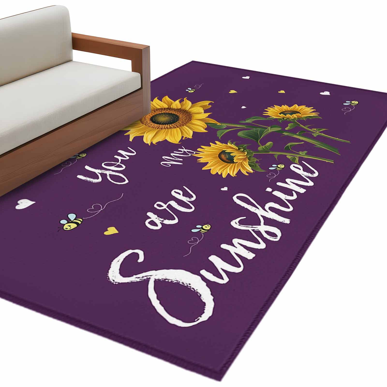 Hallway Runner Rugs 2.7x5 Ft, Purple Sunshine Sunflower Non Slip Area ...