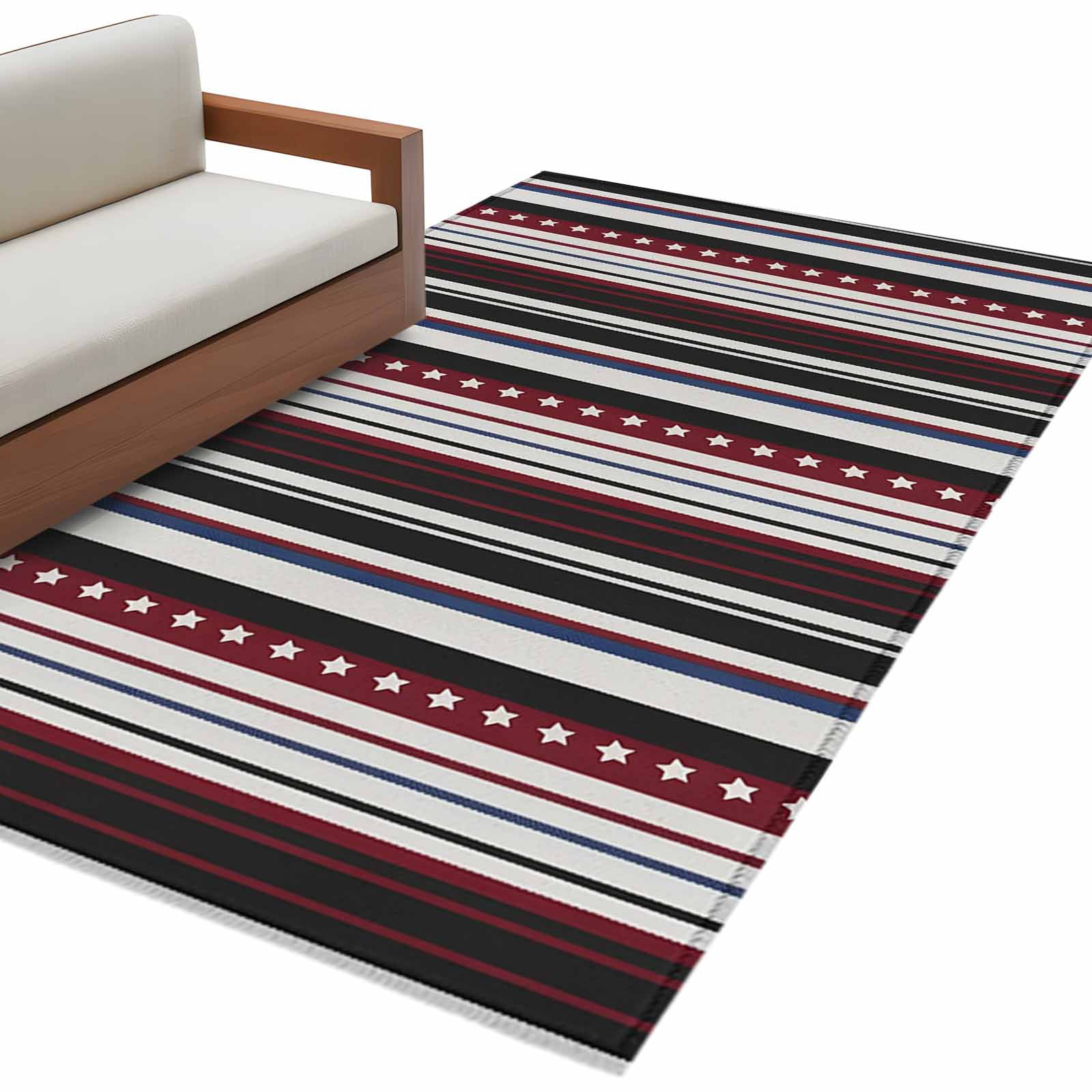 Hallway Runner Rugs 2.7x5 Ft, Red Blue Black Striped Non Slip Area Rugs ...