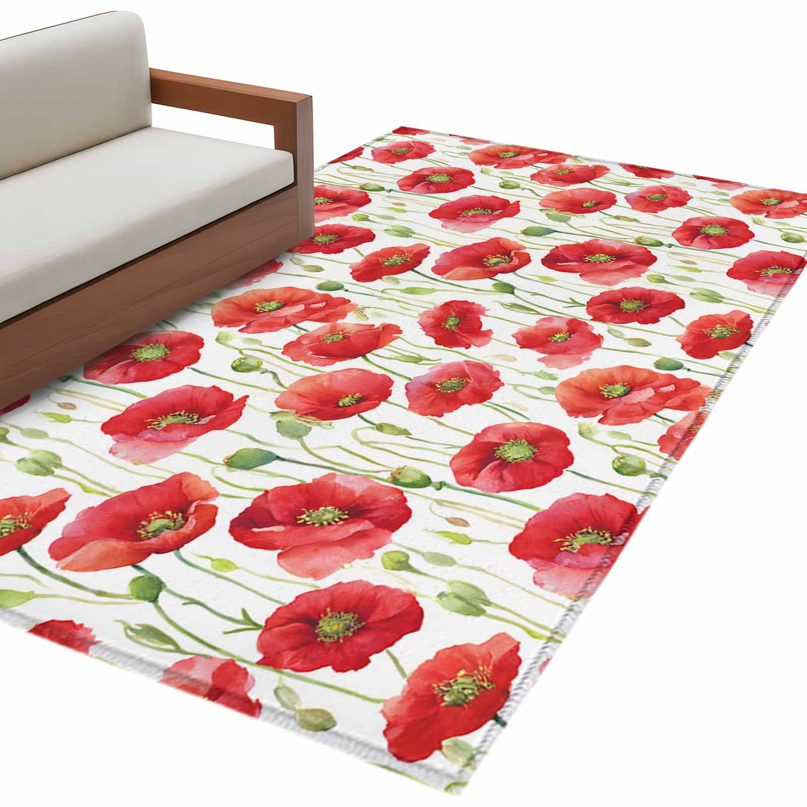 Hallway Runner Rugs 2.7x5 Ft, Red Poppy Non Slip Area Rugs for Kitchen ...