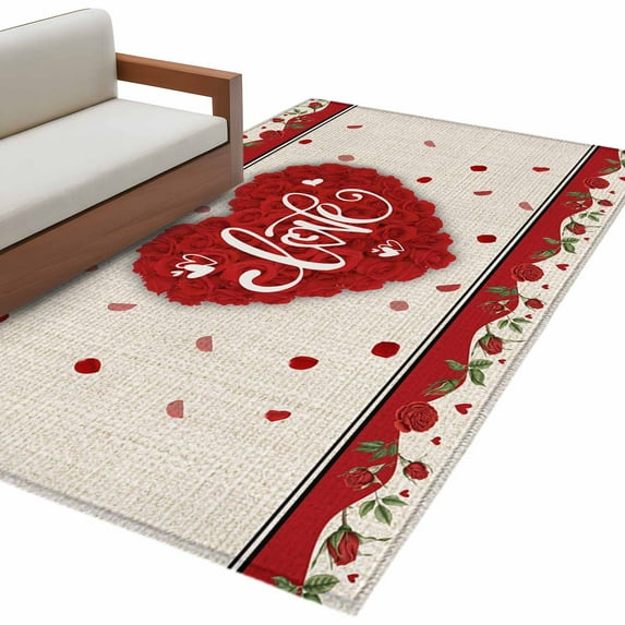 Hallway Runner Rugs 2.7x5 Ft, Red Valentine's Day Non Slip Area Rugs ...