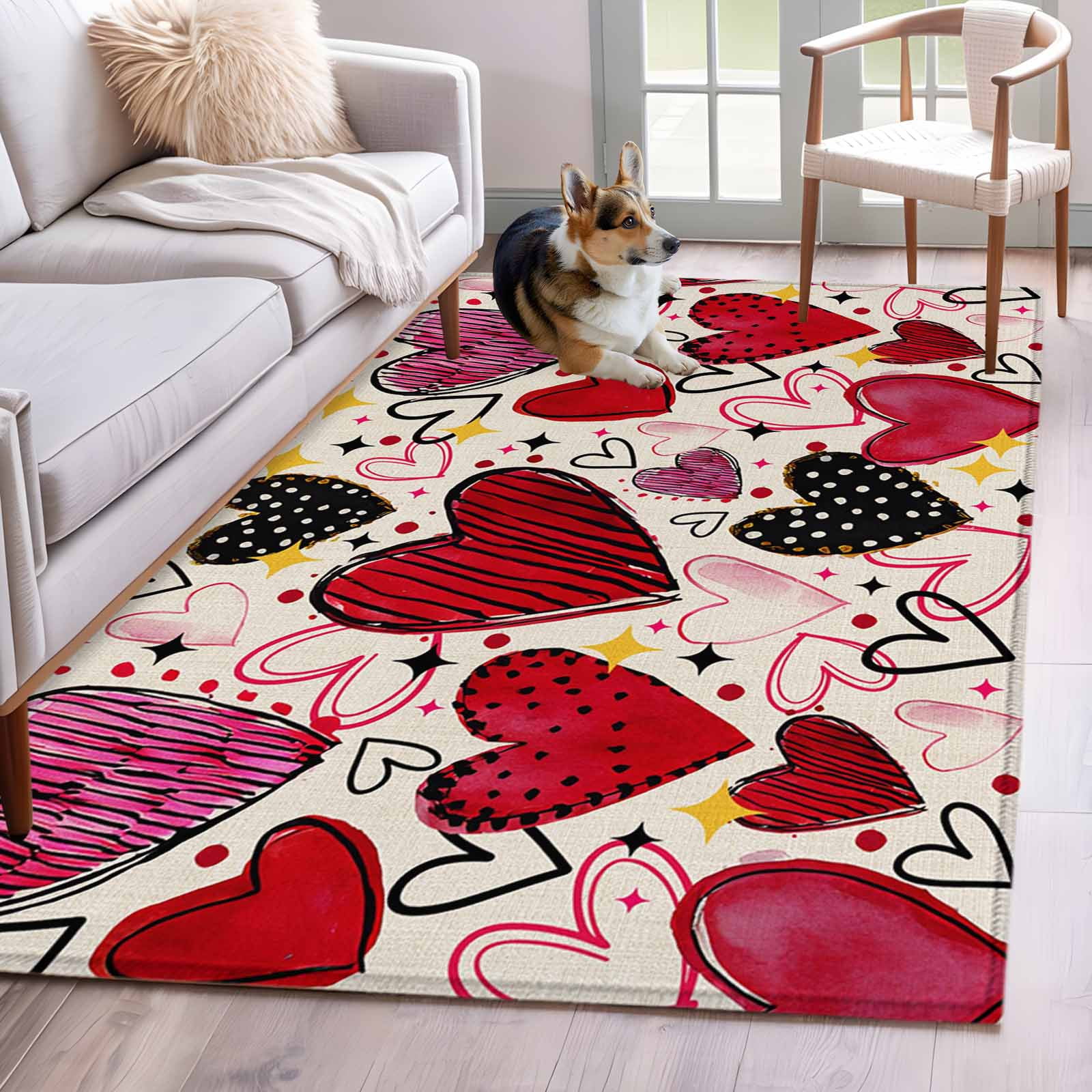 Hallway Runner Rugs 2.7x5 Ft, Romantic Love Non Slip Area Rugs for ...