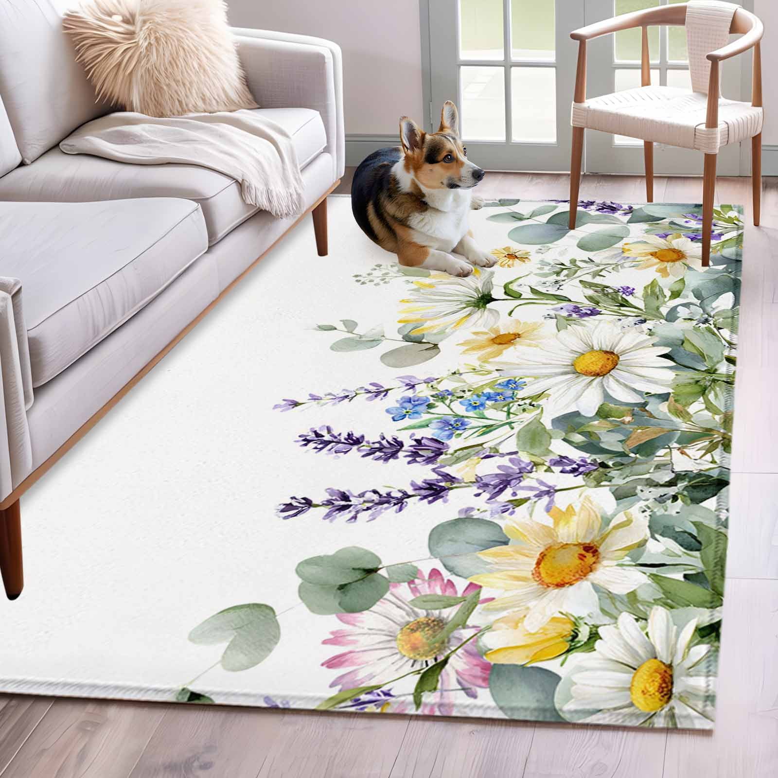 Hallway Runner Rugs 2.7x5 Ft, Spring Floral Non Slip Area Rugs for ...