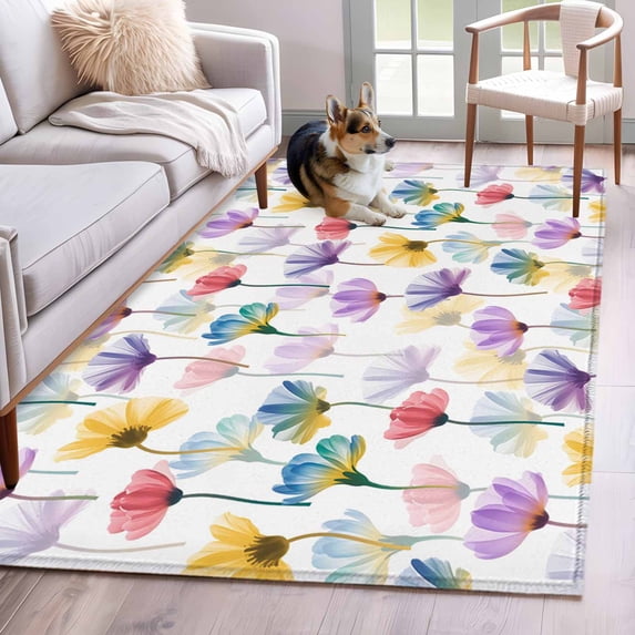 Hallway Runner Rugs 2.7x5 Ft, Watercolor Flowers Non Slip Area Rugs for ...