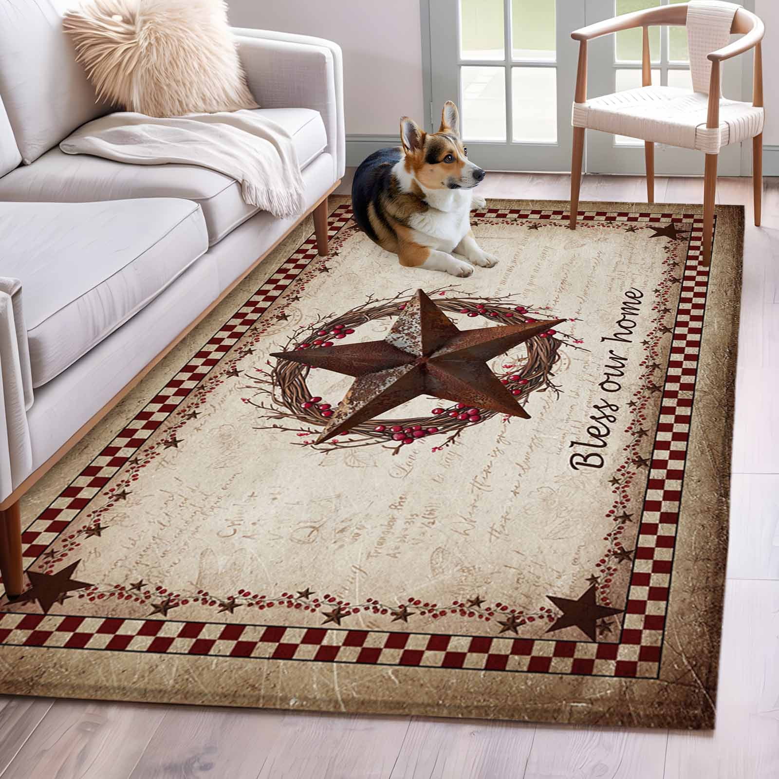 Hallway Runner Rugs 2.7x5 Ft, Western Star Retro Non Slip Area Rugs for ...