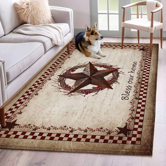 Hallway Runner Rugs 2.7x5 Ft, Western Star Retro Non Slip Area Rugs for ...