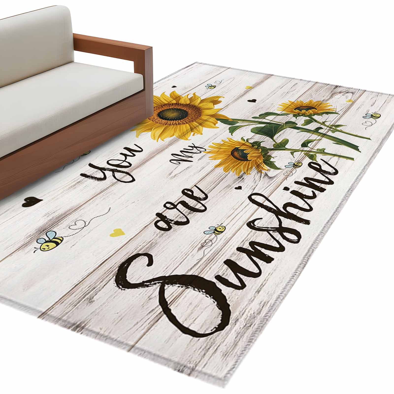 Hallway Runner Rugs 2.7x5 Ft, Yellow Sunflowers Non Slip Area Rugs for ...