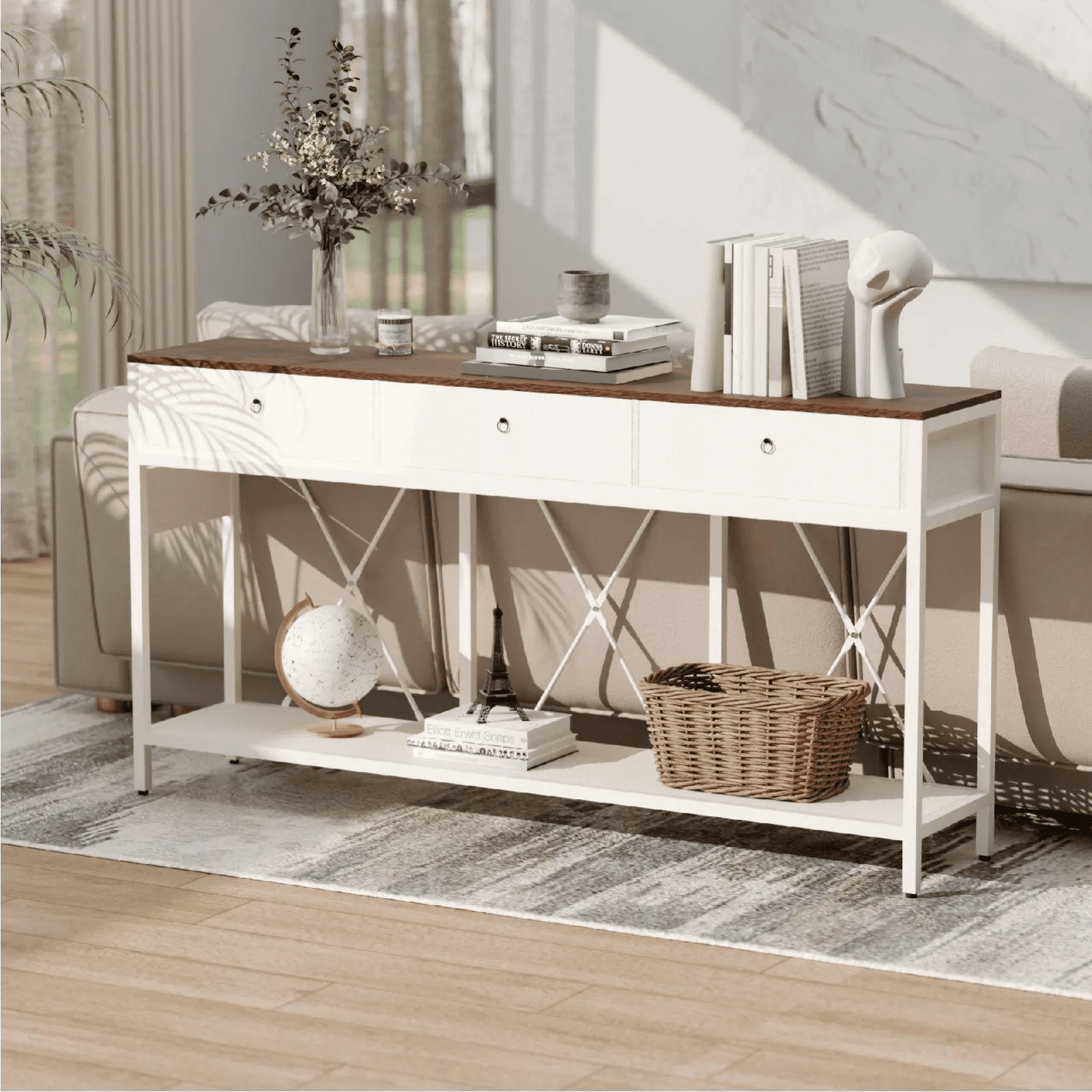 Hallway Table, Console Table with Storage, 67" Extra Long Entryway ...