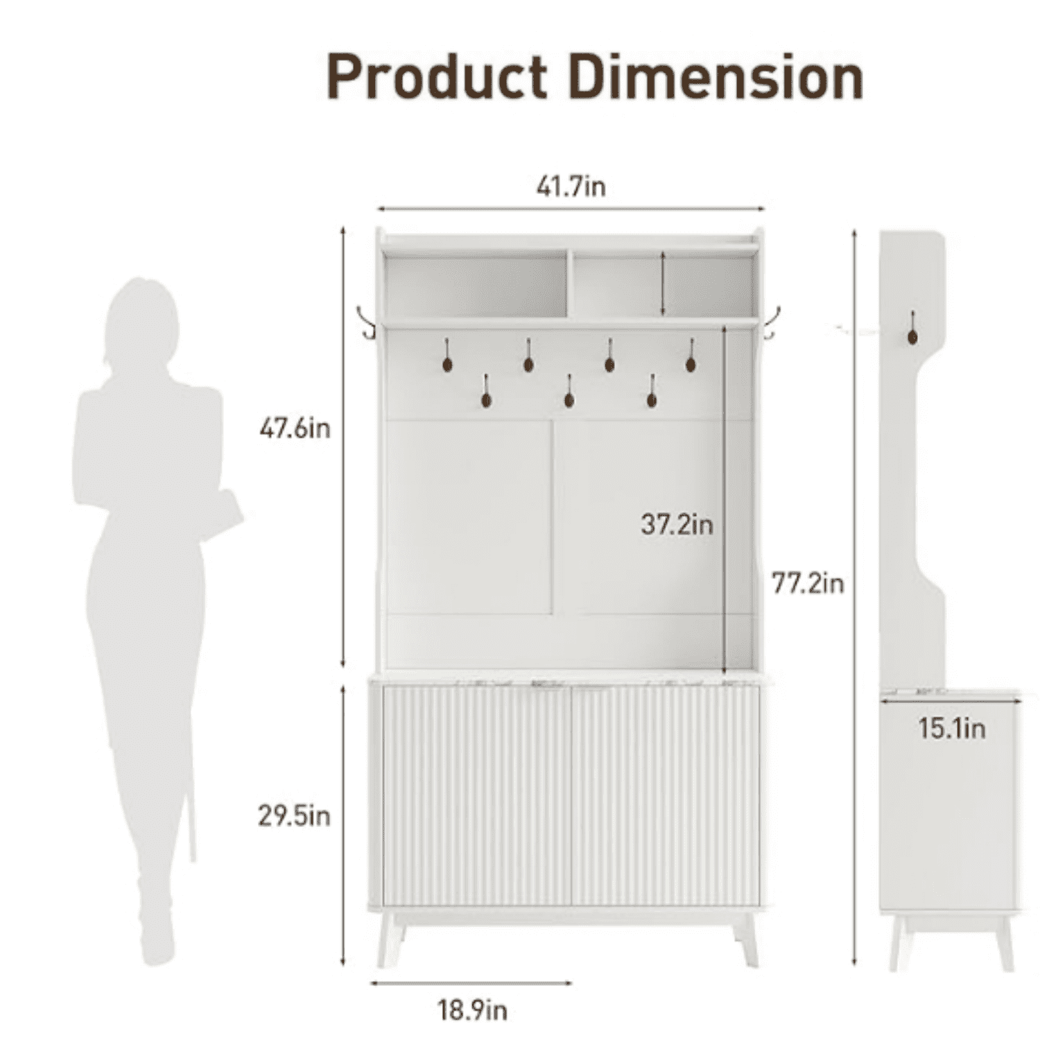 Hallway Tree with Shoe Storage, 77" Coat Rack with 18 Shoes Cubbies & 9 ...