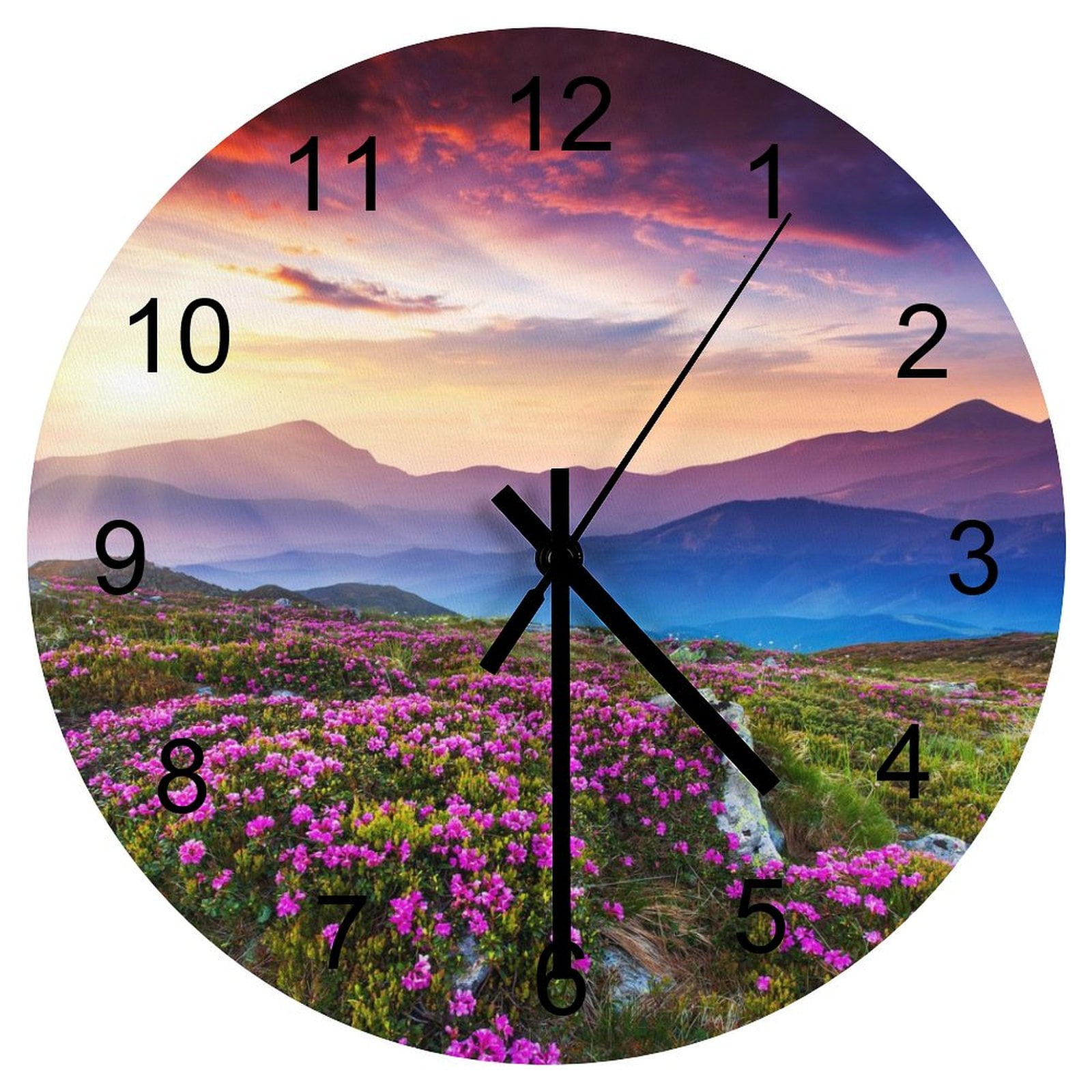 Hallway Wall Clock Alluring nature Clocks 12 inch Mute Wooden Round 3D ...