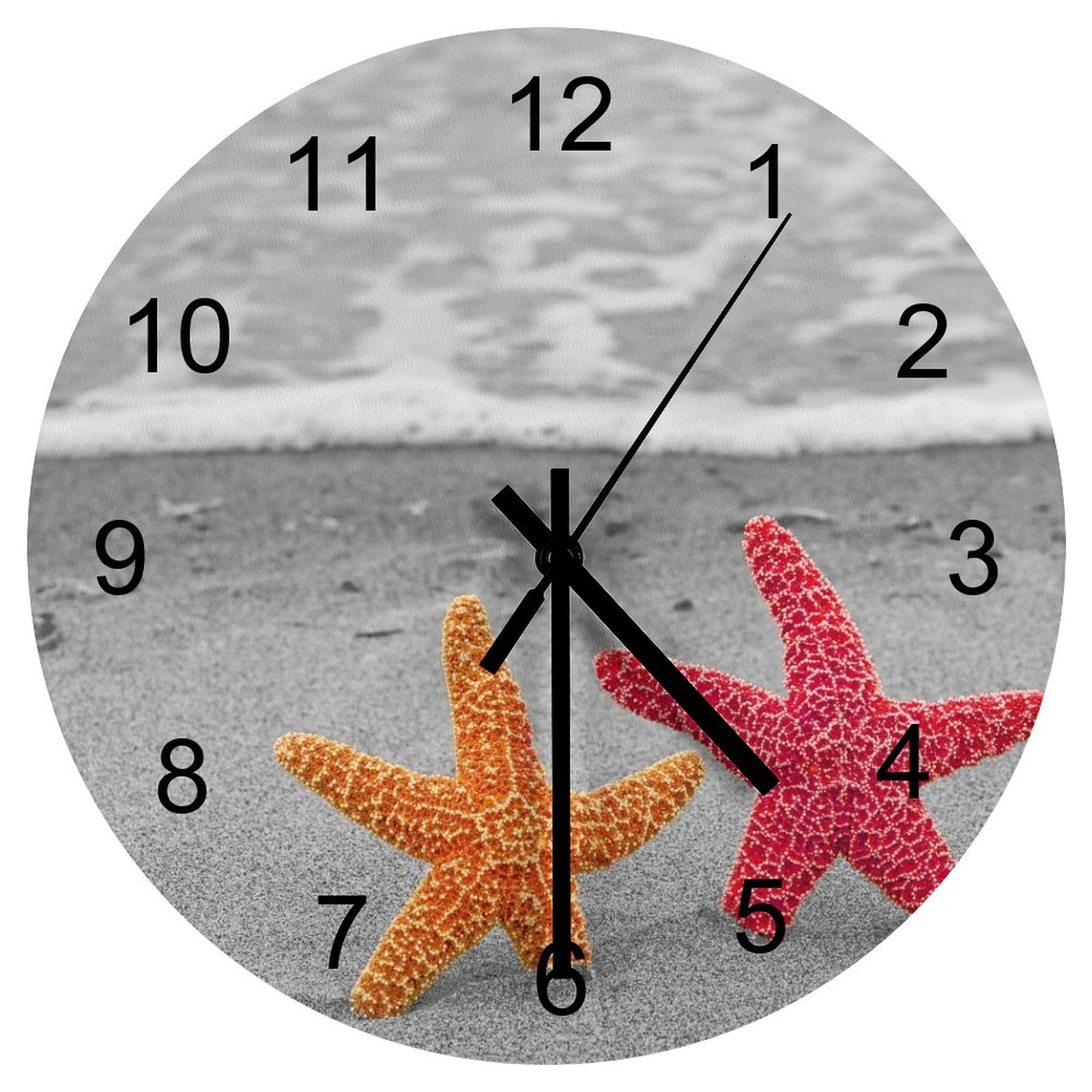 Hallway Wall Clock Beach Star Sea star Clocks 12 inch Silent Fashion ...