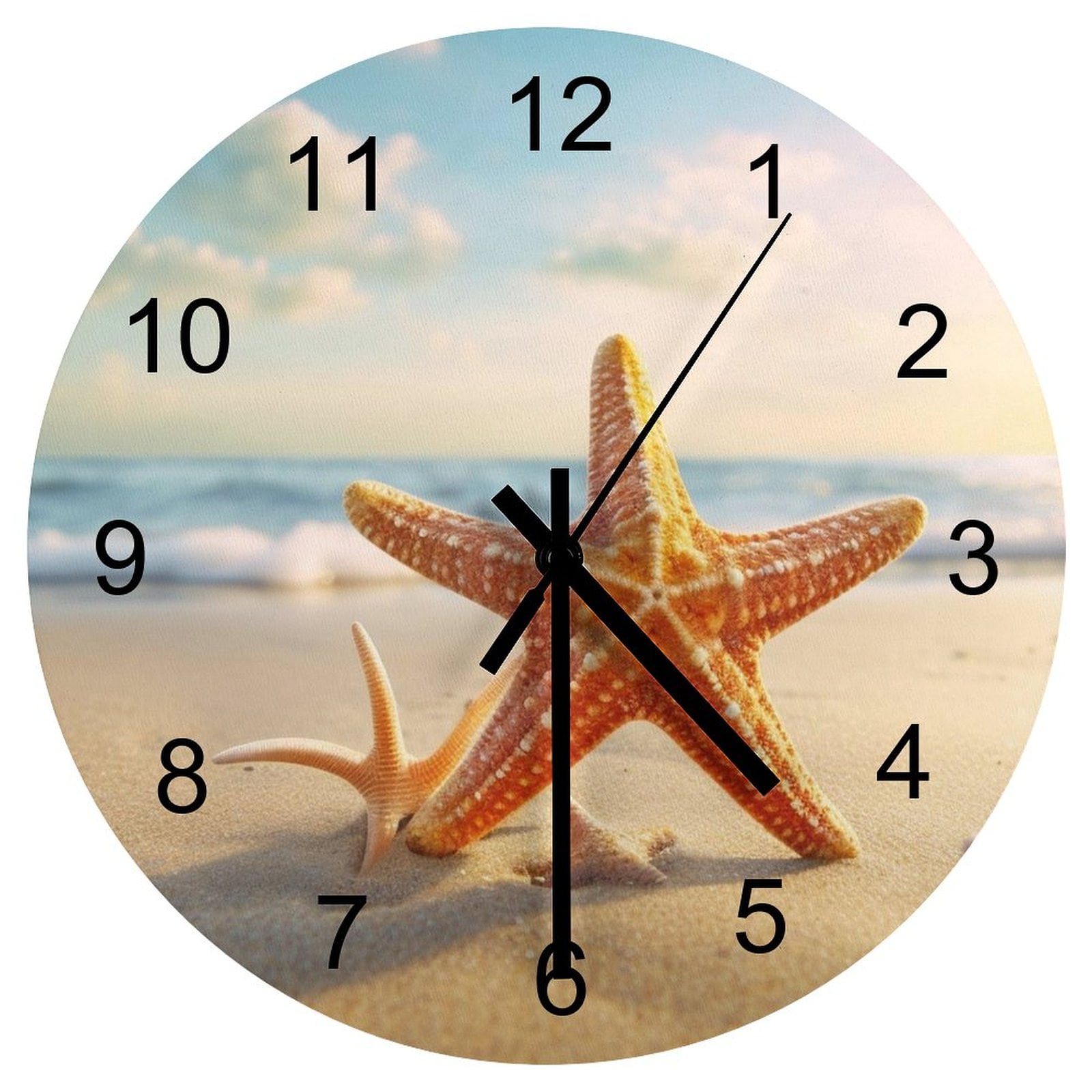 Hallway Wall Clock Beach Star Sea star Clocks 12 inch Silent Fashion ...