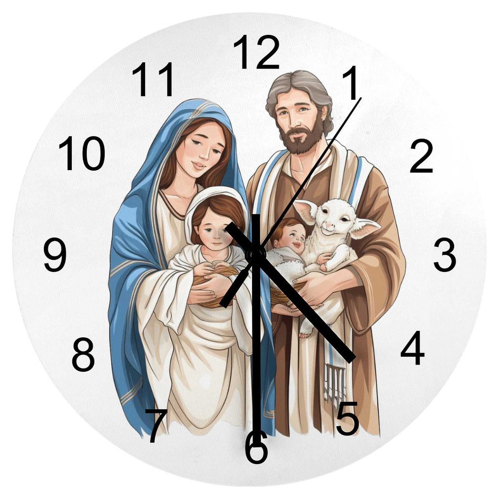 Hallway Wall Clock Religious Christ Bible Jesus Clocks 12 inch Mute Fashion Round Creative Easy ...