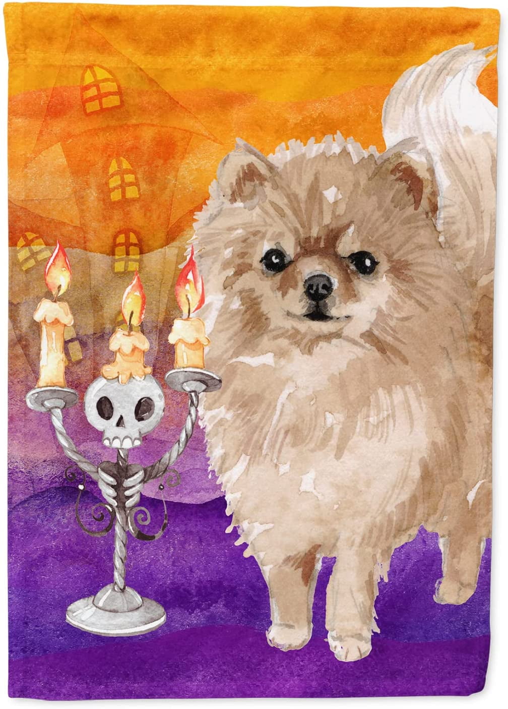 Hallween Pomeranian House Flag Large Porch Sleeve Pole Decorative ...