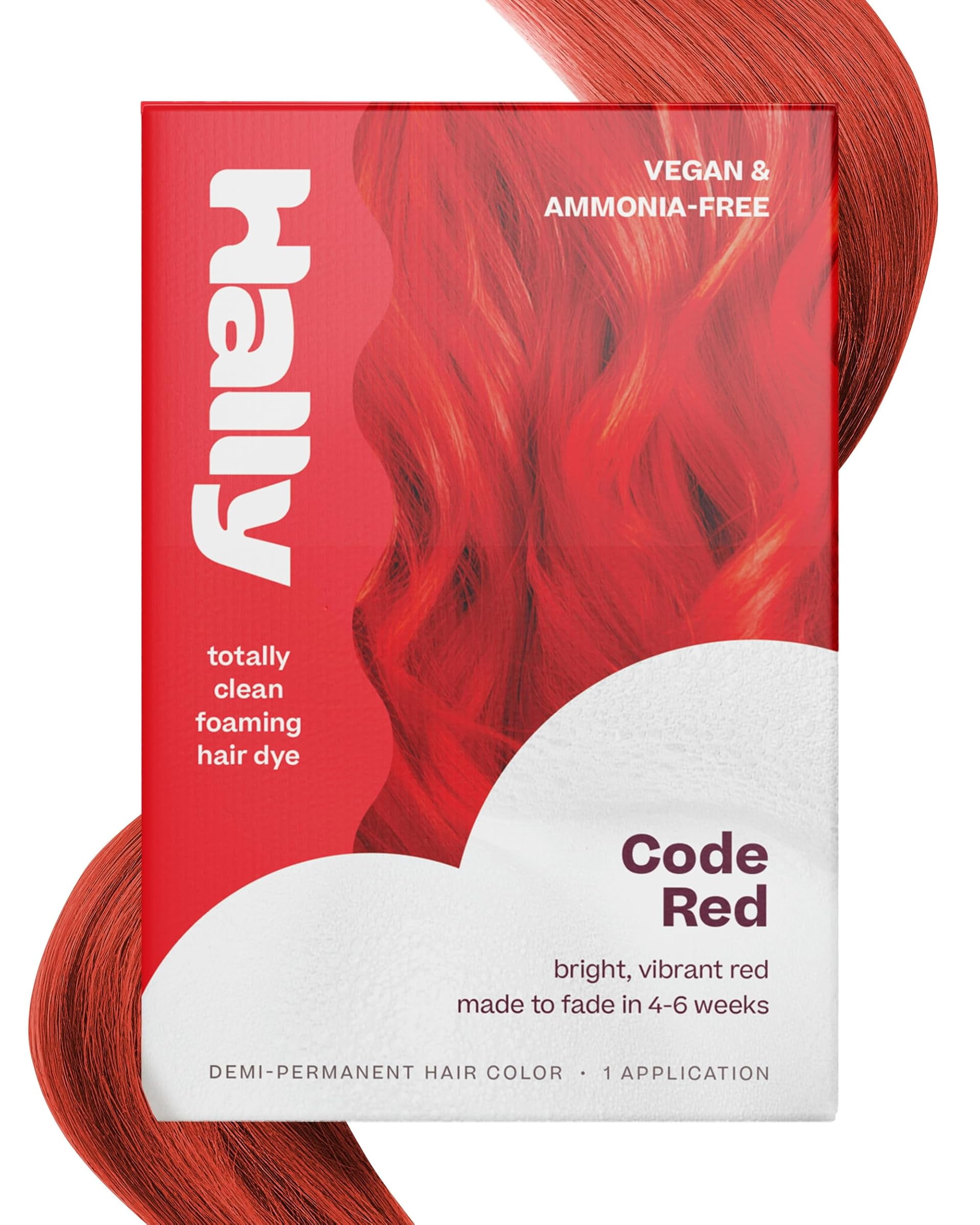 Hally Hair Color Cloud Hair Dye (Code Red) - Demi-Permanent Foam Hair Color for Women & Men ...