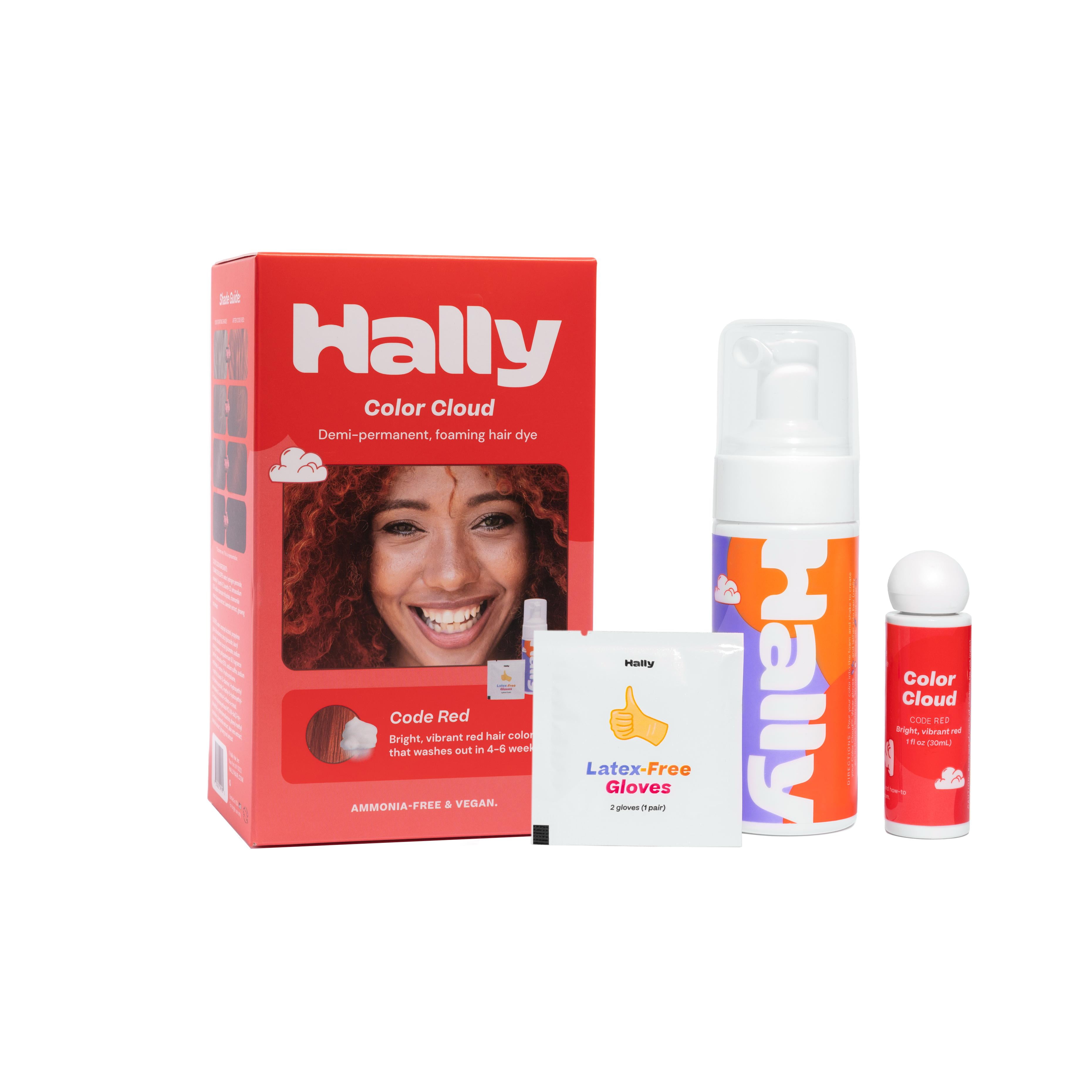 Hally Hair Color Cloud Hair Dye (Code Red) - Demi-Permanent Foam Hair ...