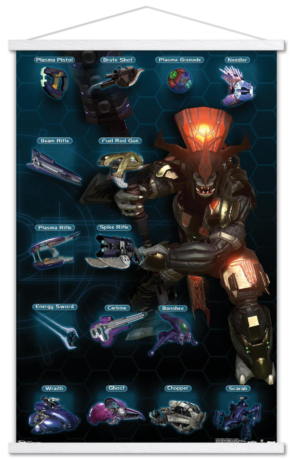 Halo 3 - Chart - Covenant Wall Poster with Wooden Magnetic Frame, 22. ...