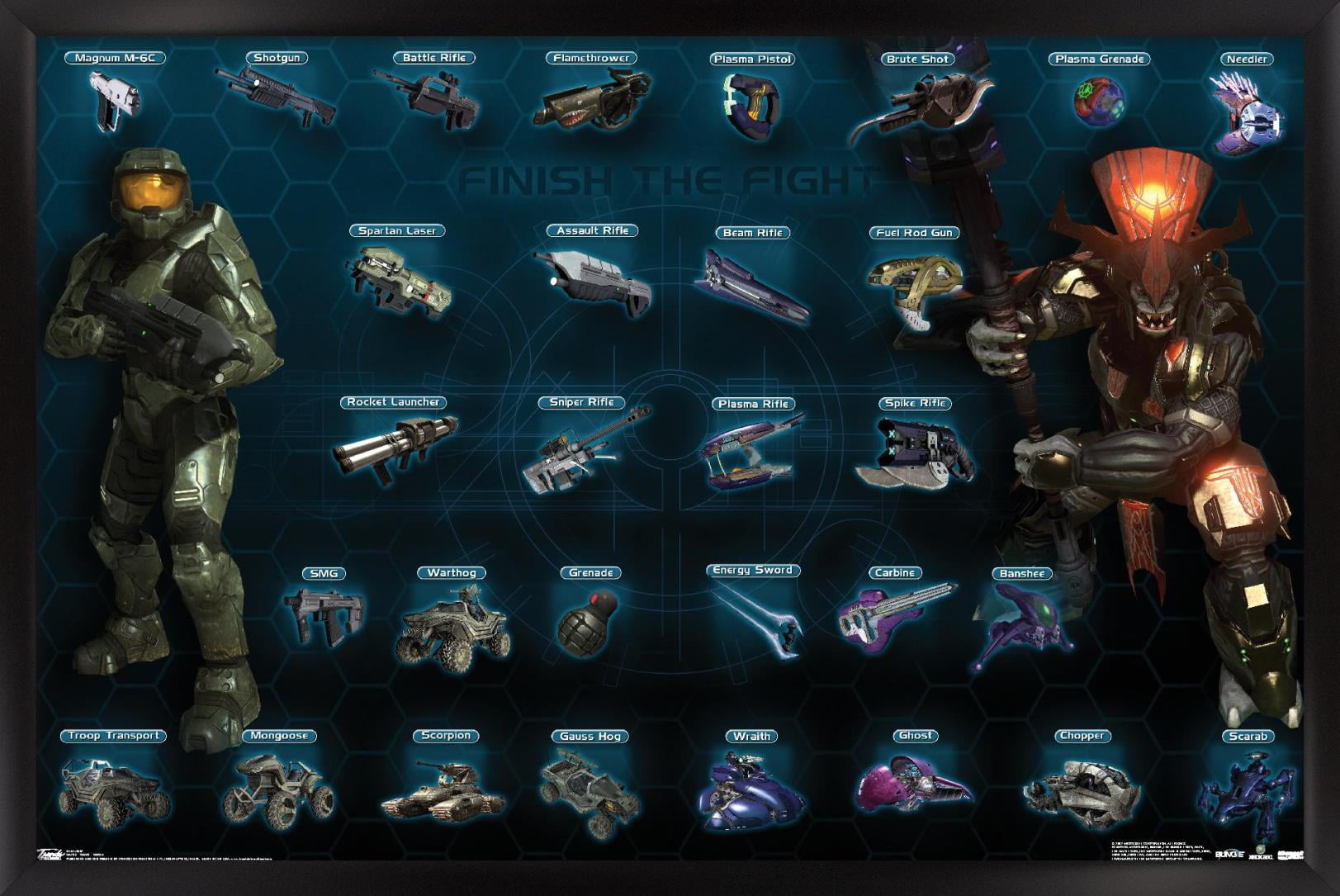 Halo 3 - Chart - Whole Wall Poster, 14.725" x 22.375" Framed - Walmart.com