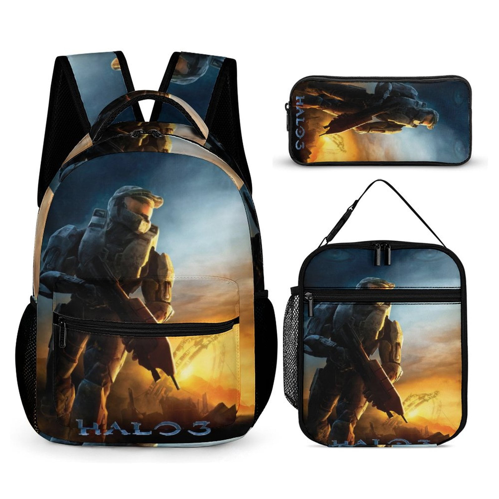 Halo 3 Poster 3 Piece Backpack Set Anime Casual Daypack with Lunch Bag ...