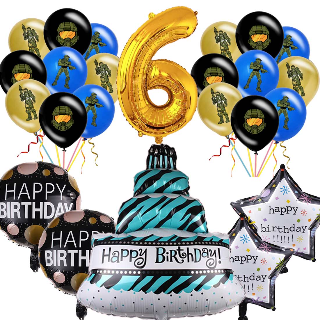 Halo Balloons Party Supplies 6th Big Number Decorations Decor Kit ...