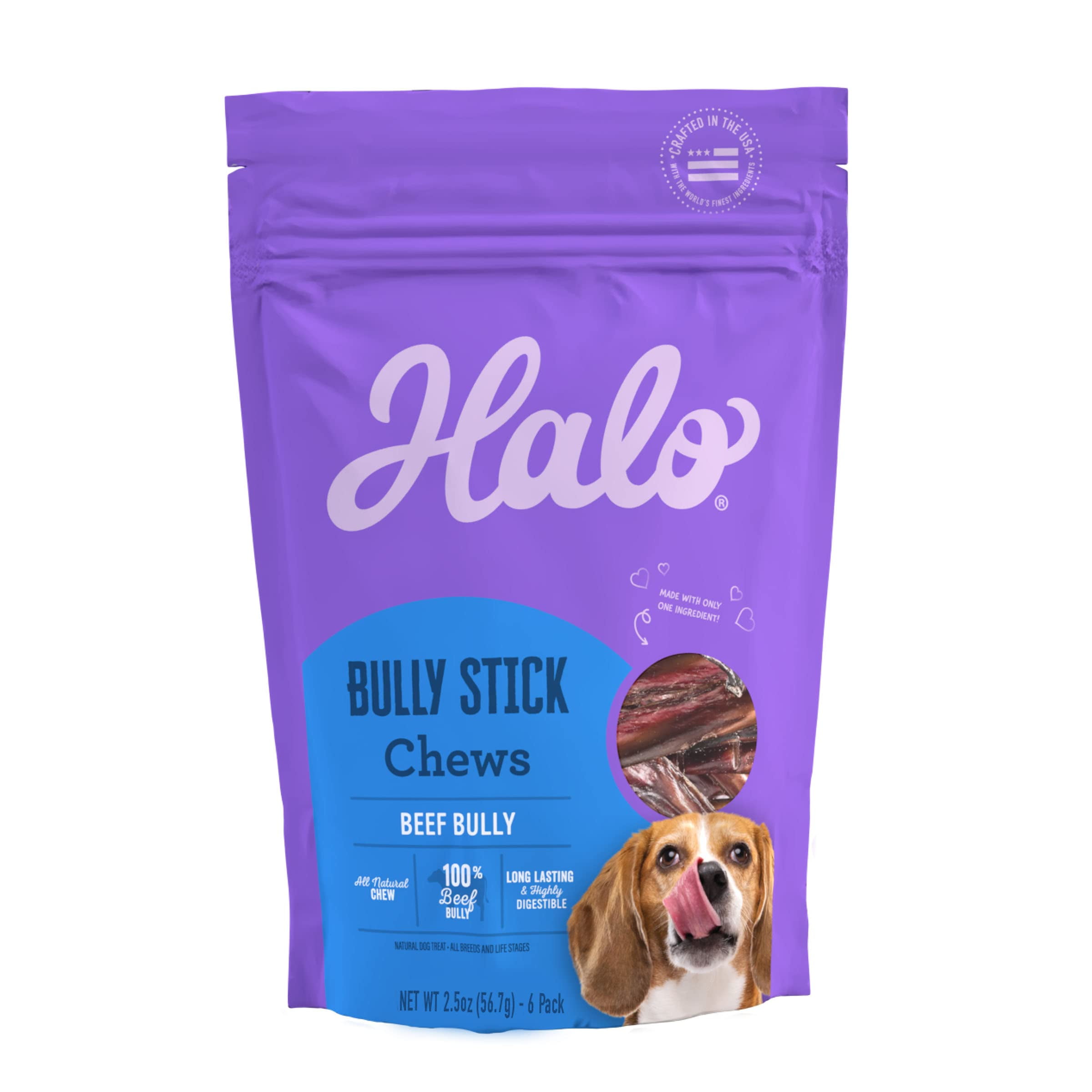 Halo Bully Stick Dog Treats, HYZ01 100% Beef Bully Chews, For Cleaning ...