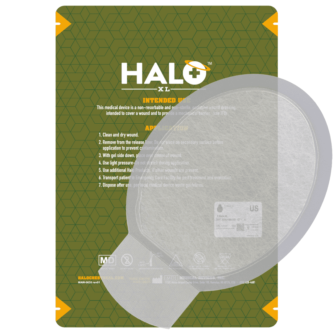 Halo Chest Seal XL High Performance Occlusive Dressing for Trauma ...