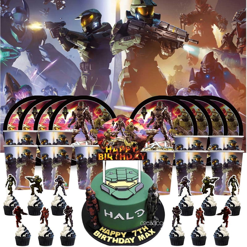 Halo Decor Backdrop Plates Birthday Cups Party Supplies Fans ...