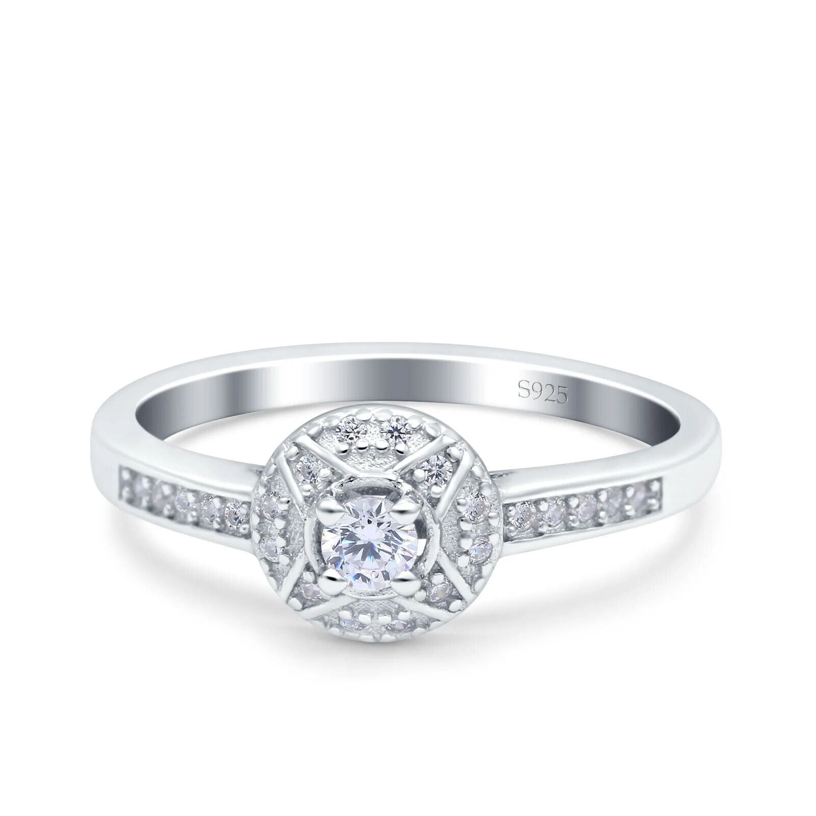 Halo Diamond Engagement Ring, Solitaire Round Diamond Proposal Ring ...