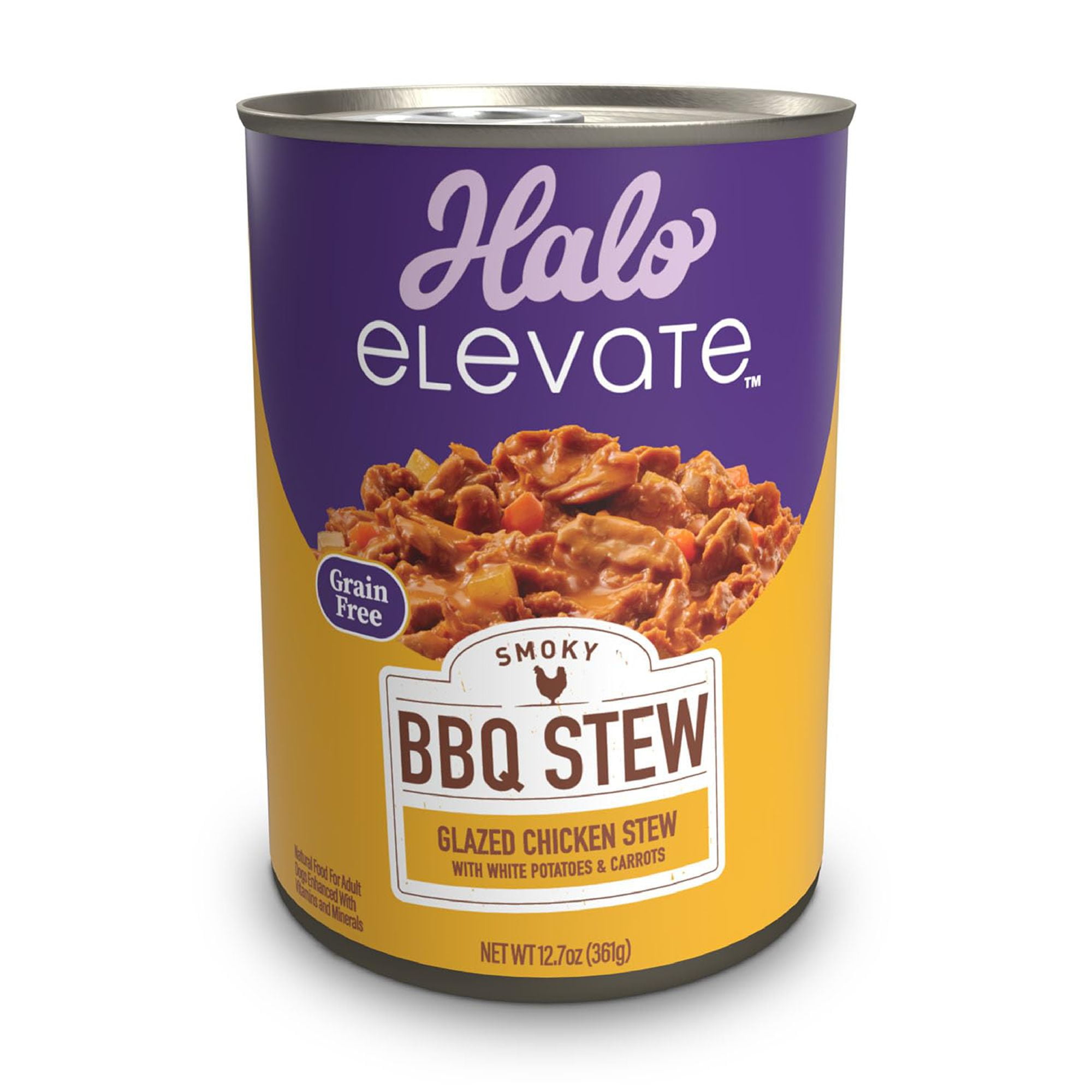 Halo Elevate Wet Dog YPF5 Food, Grain Free, Smoky BBQ Glazed Chicken ...