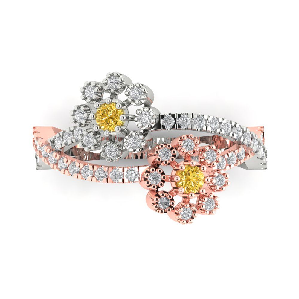 Halo Engagement Ring for Women - 0.48ct Natural Citrine in 18K White ...