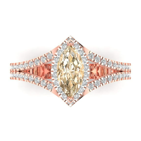 1.2ct marquise cut natural sky blue topaz 14k rose gold halo Bridal ...