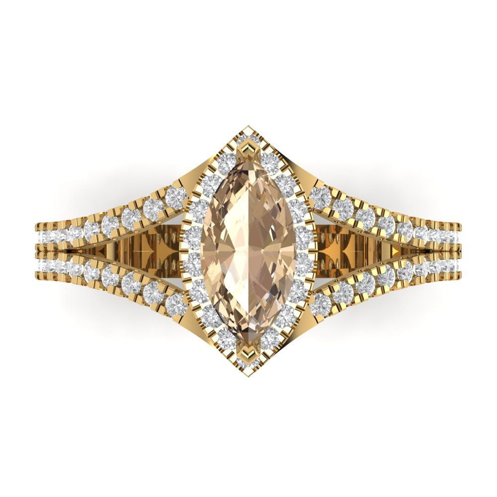 Halo Engagement Ring for Women - 1.2ct Yellow Moissanite in 18K Yellow ...