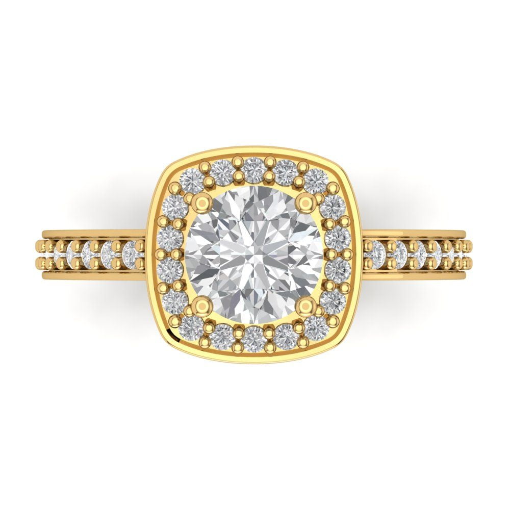 Halo Engagement Ring for Women - 1.335ct White Sapphire in 14K Yellow Gold Promise Ring ...