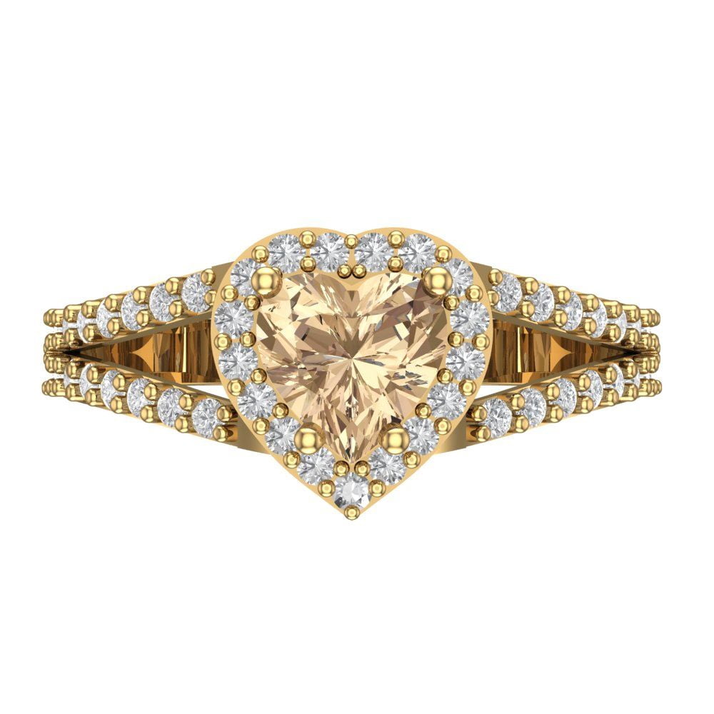 Halo Engagement Ring for Women - 1.49ct Yellow Moissanite in 18K Yellow ...