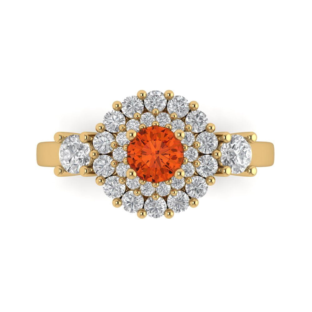 Halo Engagement Ring for Women - 1.4ct Simulated Red Diamond in 18K ...
