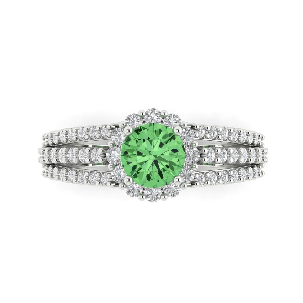 Halo Engagement Ring for Women - 1.83ct Simulated Green Diamond in 18K White Gold Promise Ring ...