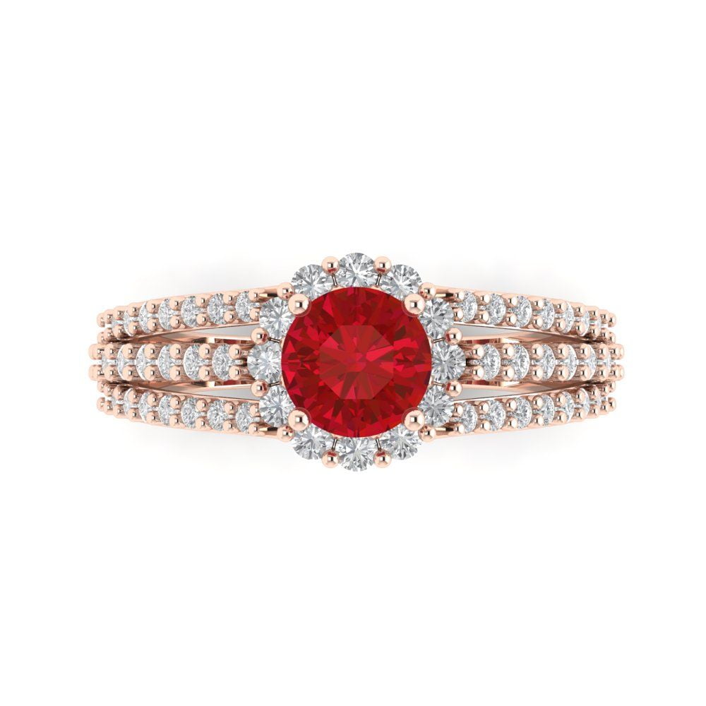 Halo Engagement Ring for Women - 1.83ct Simulated Ruby in 18K Rose Gold Promise Ring - Walmart.com