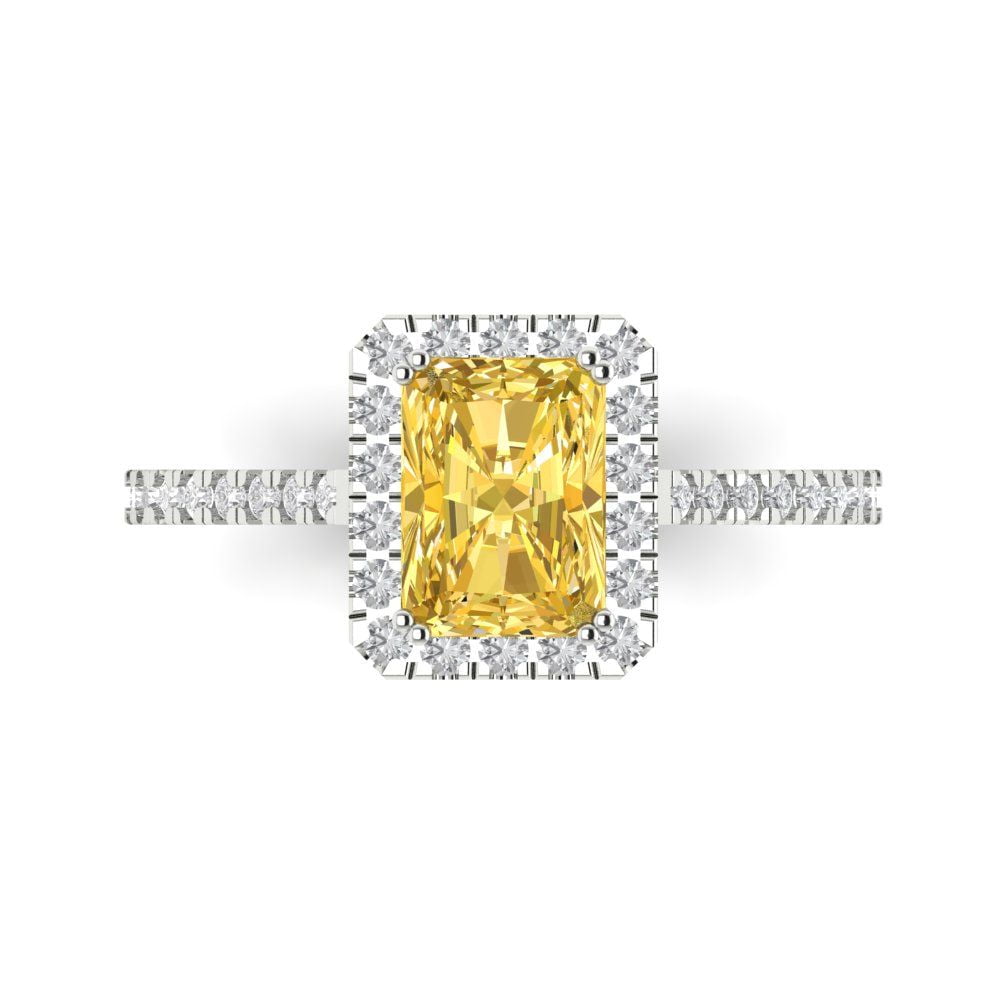 Halo Engagement Ring for Women - 1.86ct Natural Citrine in 14K White Gold Promise Ring - Walmart.com