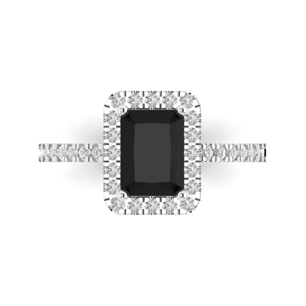 Halo Engagement Ring for Women - 1.86ct Natural Onyx in 18K White Gold Promise Ring - Walmart.com