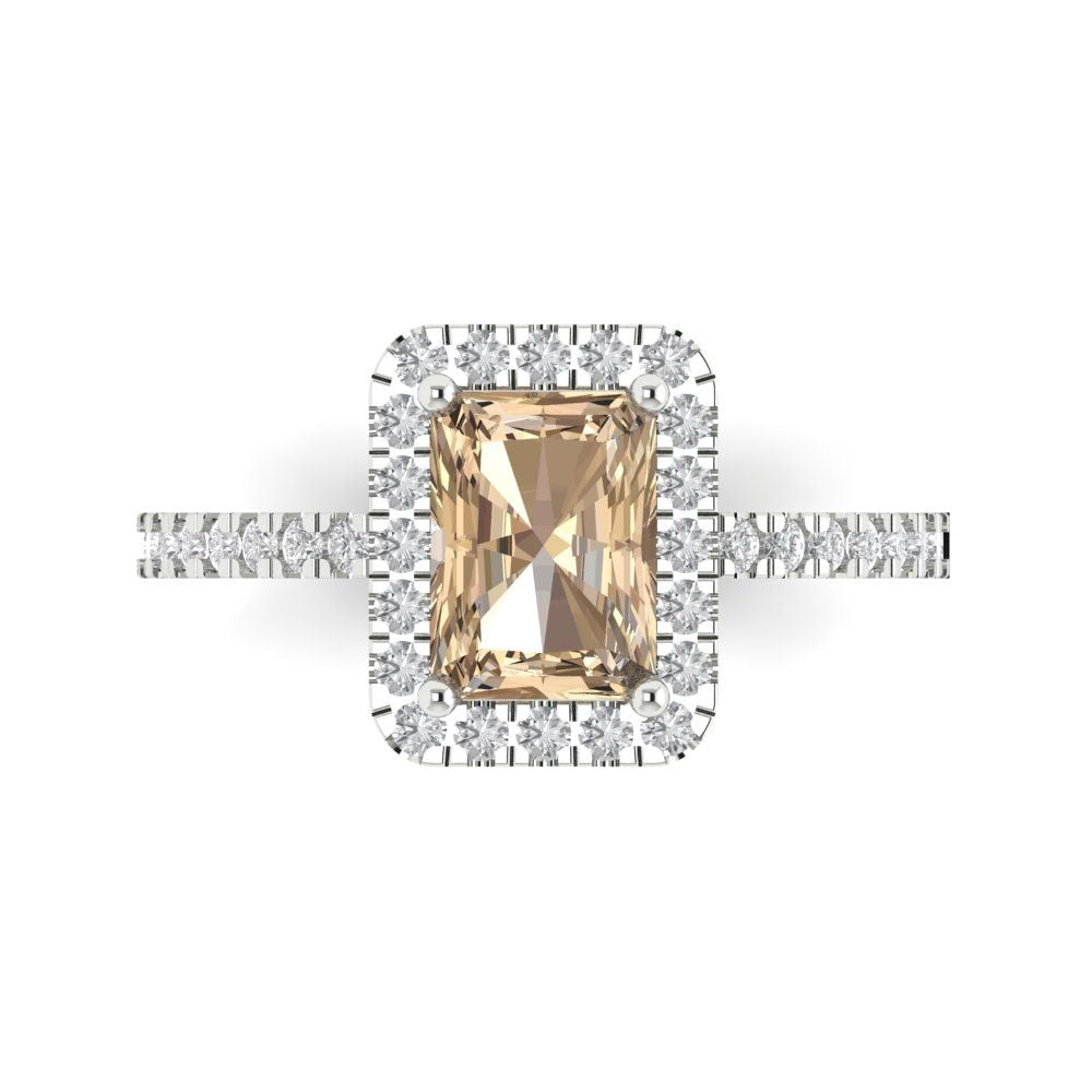 Halo Engagement Ring for Women - 1.86ct Yellow Moissanite in 18K White ...