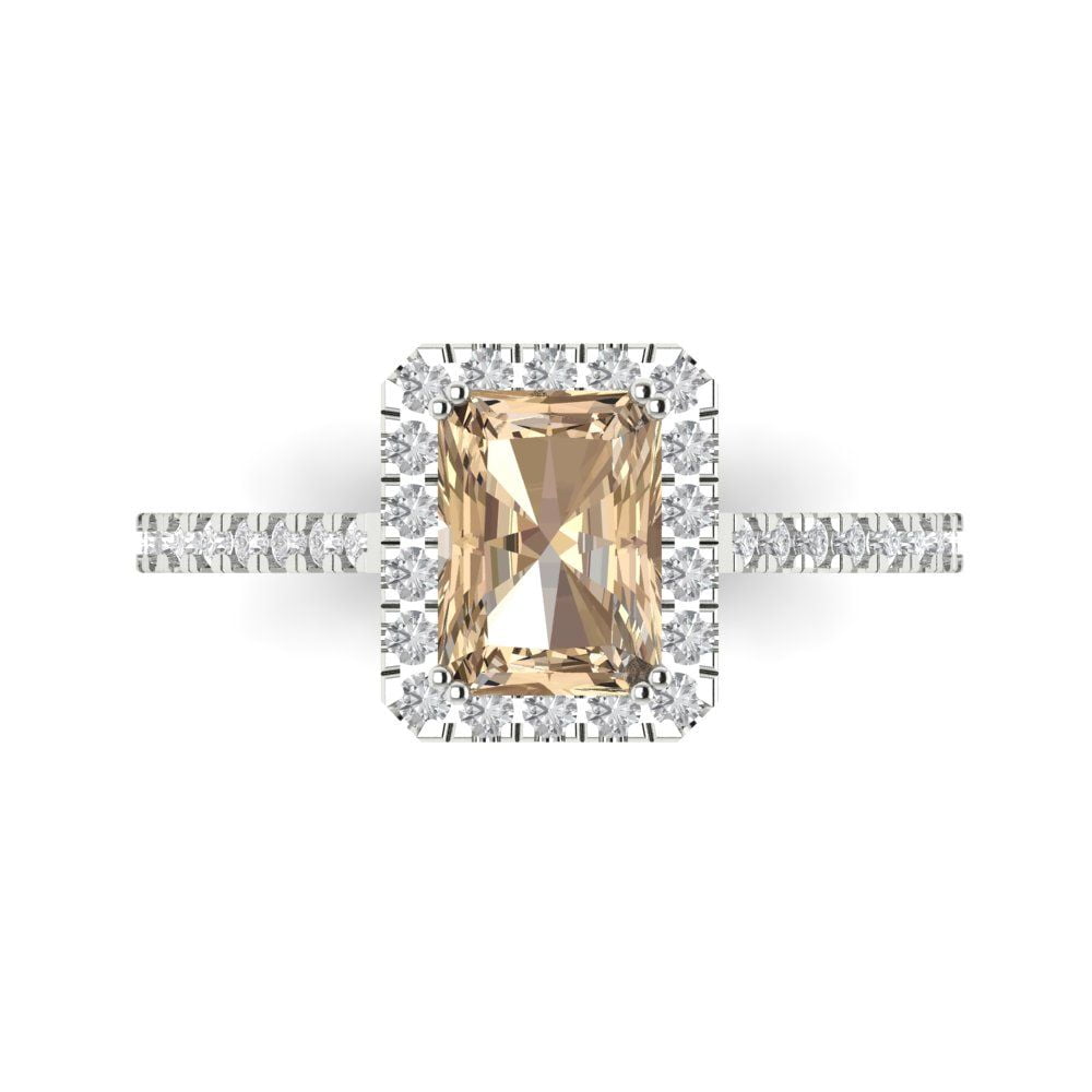 Halo Engagement Ring for Women - 1.86ct Yellow Moissanite in 18K White Gold Promise Ring ...