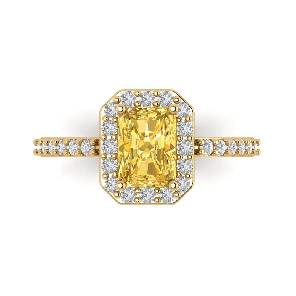 Halo Engagement Ring for Women - 1.92ct Natural Citrine in 18K Yellow Gold Promise Ring ...