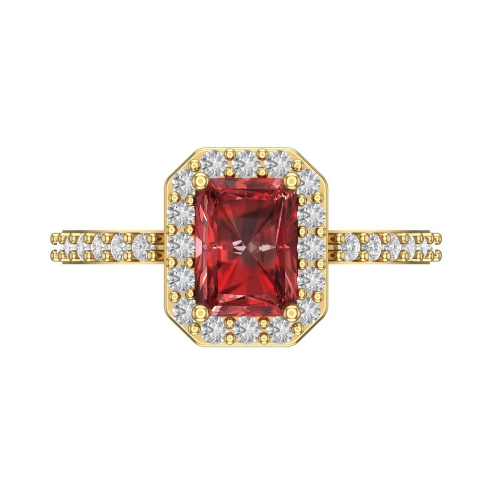 Halo Engagement Ring for Women - 1.92ct Natural Garnet in 18K Yellow Gold Promise Ring - Walmart.com