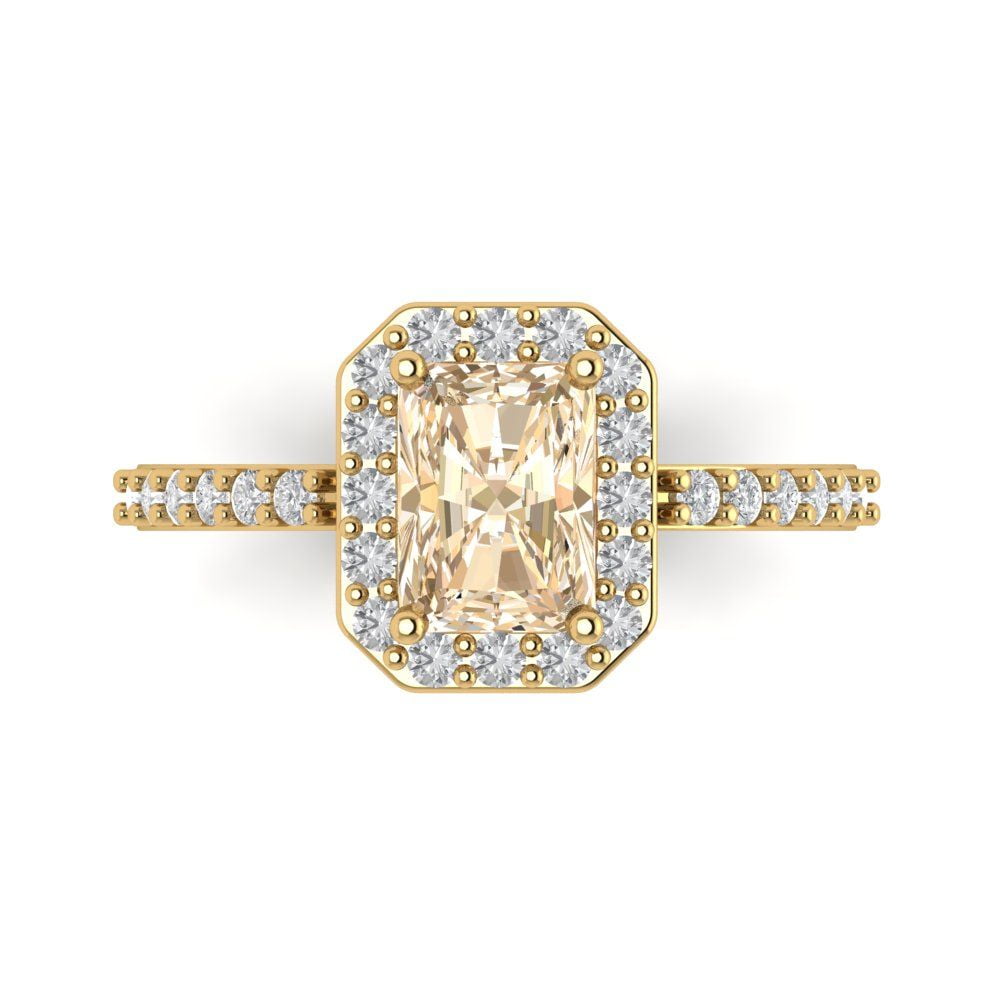Halo Engagement Ring for Women - 1.92ct Natural Morganite in 18K Yellow Gold Promise Ring ...
