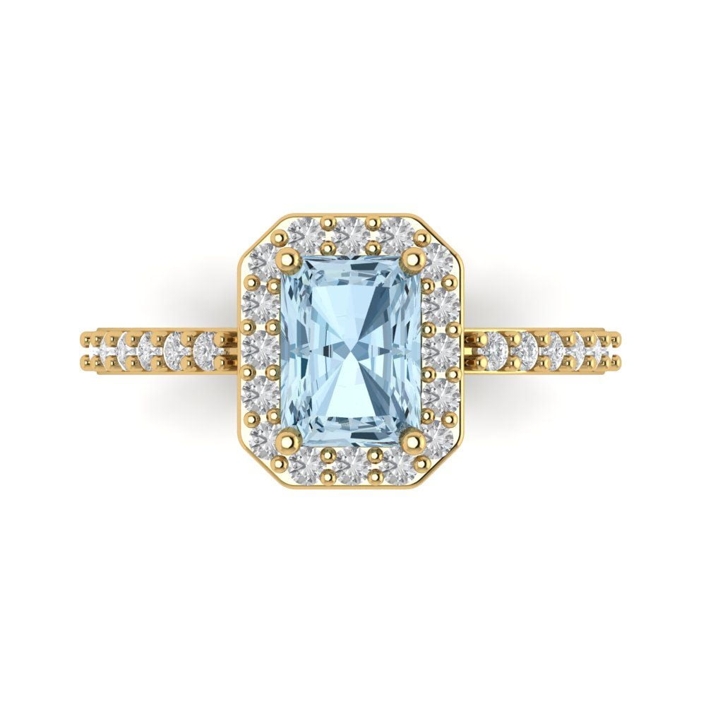 Halo Engagement Ring for Women - 1.92ct Simulated Blue Diamond in 18K ...