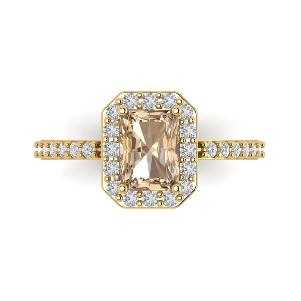 Halo Engagement Ring for Women - 1.92ct Yellow Moissanite in 18K Yellow ...
